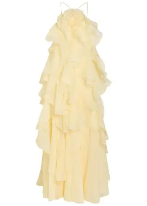 Aje Pandorea Ruffled Chiffon Maxi Dress - Yellow