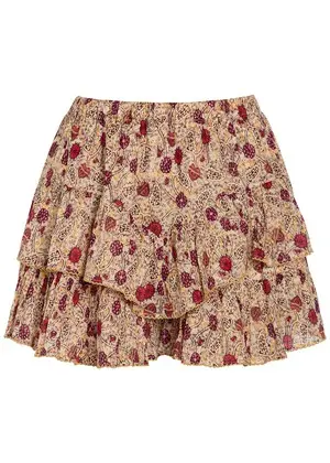 Isabel Marant Étoile Floral Print Tiered Cotton Shorts