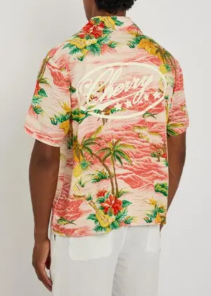 CHERRY LOS ANGELES Hawaiian Vacation Printed Rayon Poplin Shirt - Multi 02