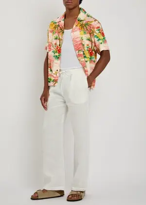 CHERRY LOS ANGELES Hawaiian Vacation Printed Rayon Poplin Shirt - Multi 02
