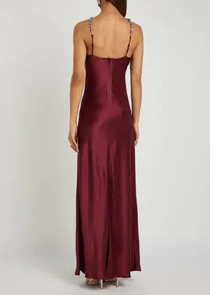 Staud Cadence Embellished Satin Maxi Dress - Red