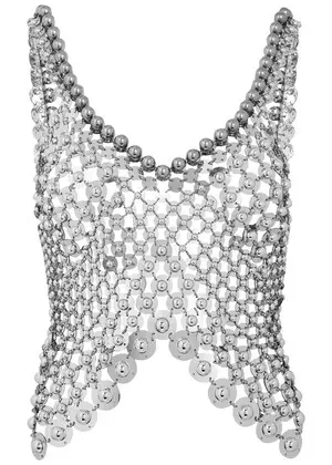 Rabanne Disc Link Metal Cropped Top - Silver