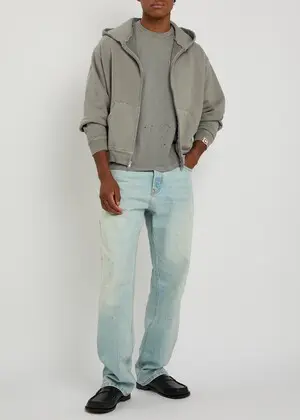 CHERRY LOS ANGELES Distressed Hooded Cotton Sweatshirt