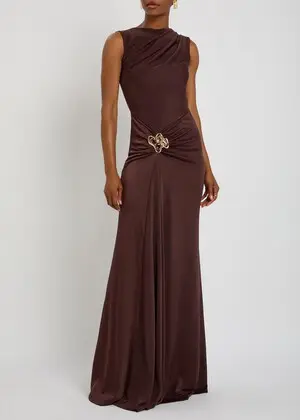 Rebecca Vallance Hazine Sculpted Embellished Maxi Dress