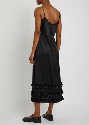 Simone Rocha Ruffled Lace-trim Satin Midi Slip Dress