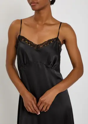 Simone Rocha Ruffled Lace-trim Satin Midi Slip Dress