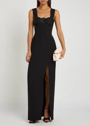 PATRICK MCDOWELL Floral-appliquéd Wool-blend Maxi Dress