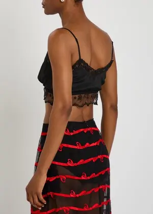 Simone Rocha Lace-trims Satin Crop Top