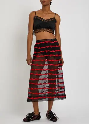 Simone Rocha Lace-trims Satin Crop Top