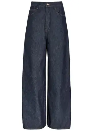 Ossou Slick Wide-leg Denim Jeans