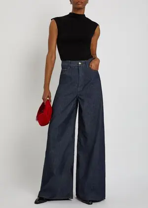 Ossou Slick Wide-leg Denim Jeans