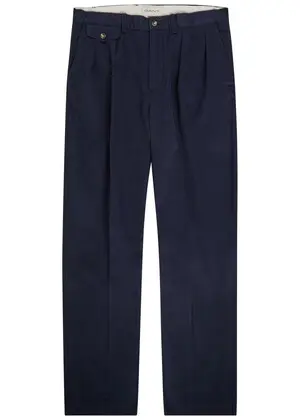 Gant Pleated Cotton-twill Chinos - Navy