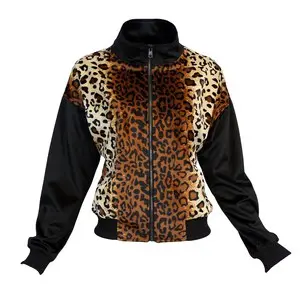 LALIPOP DESIGN Leopard Print Bomber Jacket - Black