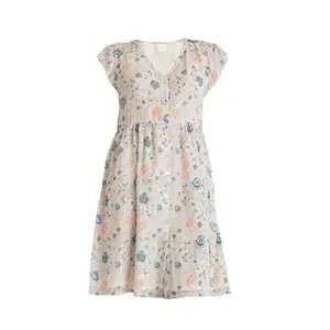 REISTOR Cap Sleeved Short Crepe Dress In Florals