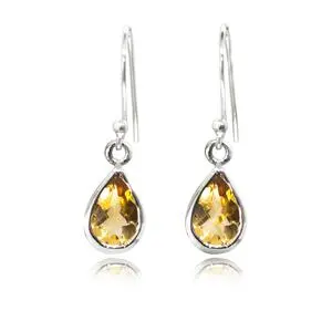 THE JEWELLERY STORE LONDON Faceted Citrine Teardrop Earrings In Sterling - Silver