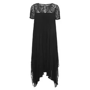 NISSA Lace-paneling Midi Dress - Black