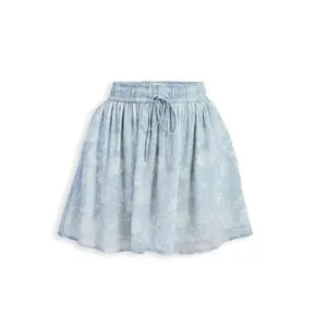 REISTOR Drawstring Short Skirt In Florals - Blue