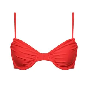 PLAYALUXE Capri Ruched Underwire Bikini Top - Red