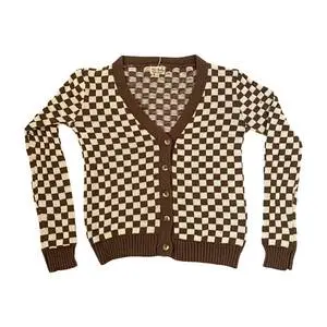 Pink Haley Annie Checked Knit Cardigan
