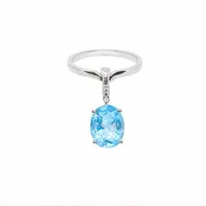 NASI SILVER Crystalis Dancer Dangling Ring- Topaz, Silver - Blue
