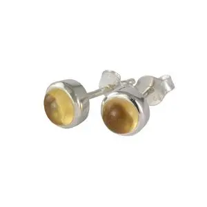 THE JEWELLERY STORE LONDON Pink / Silver November Birthstone Earrings Studs – Citrine In Sterling Silver - Pink/silver