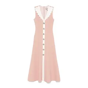 NISSA Rose-detail Midi Dress