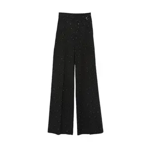 NISSA Rhinestone-embellished Brocade Pants