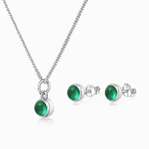 THE JEWELLERY STORE LONDON Sterling Silver Emerald Birthstone Jewellery Set - Silver/green