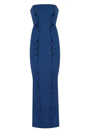 NO'DESIGN Ruffled Strapless Maxi Dress - Blue