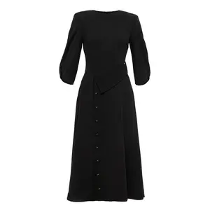 NISSA Button-detail Midi Dress
