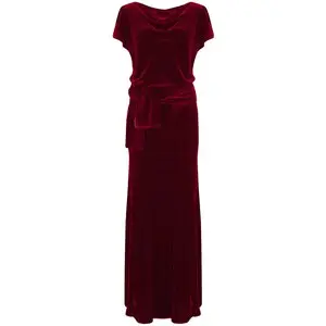 PRETTY ECCENTRIC Agatha Maxi Dress In Silk Velvet - Red