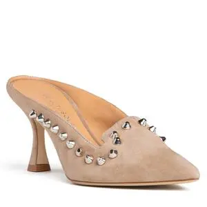 BEAUTIISOLES BY ROBYN SHREIBER Suede Studded Mule - Beige/black