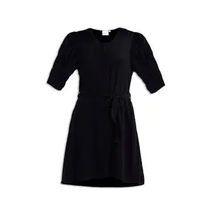 REISTOR Short Crepe Dress With A Waist-tie - Black
