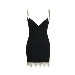 NISSA Embellished Trim Mini Dress