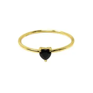 NASI SILVER Yours Heart Ring- Onyx- Gold - Black