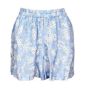 L2R THE LABEL Blue / White Floral Light Blue Print Linen Boxer Shorts - Blue/white