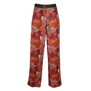 LALIPOP DESIGN Neutrals Hibiscus Floral Print Wide-leg Pants - Red