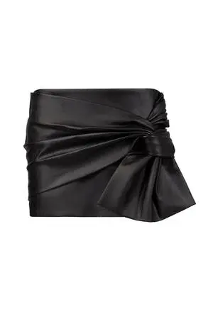 LENDROP STUDIOS Yoko Bow Drape Leather Mini Skirt