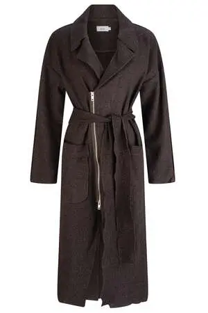 DREF Ionian Belted Felt Coat Chocolate