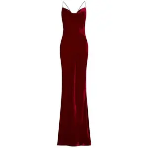 PRETTY ECCENTRIC Siren Maxi Dress In Silk Velvet - Red