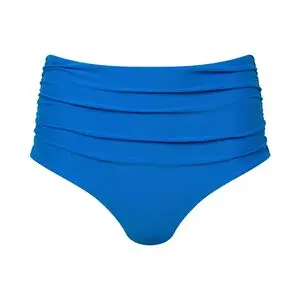 PLAYALUXE Capri Ruched High Waist Bikini Bottom - Blue