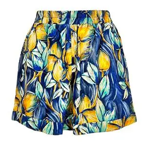 L2R THE LABEL Green / Blue / Yellow Blue And Yellow Linen Boxer Shorts - Green/blue/yellow