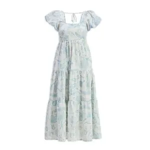 REISTOR Puff Sleeve Tiered Maxi Dress In Florals
