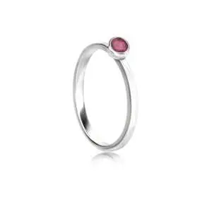 THE JEWELLERY STORE LONDON Silver / Red July Birthstone Stackable Ring With Genuine Ruby In Sterling Silver - Silver/red