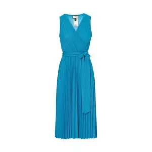 NISSA Lurex Thread Viscose Dress Aqua - Blue