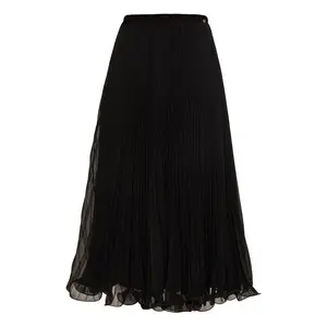 NISSA Pleated Chiffon Midi Skirt