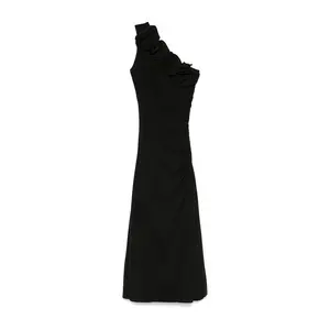 NISSA Floral-detail Midi Dress - Black
