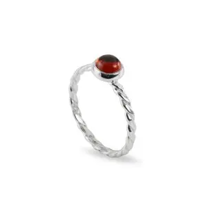 THE JEWELLERY STORE LONDON Silver / Red January Birthstone Ring In Sterling Silver- Garnet - Silver/red