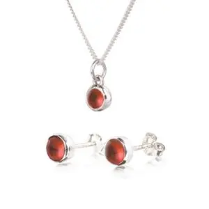THE JEWELLERY STORE LONDON Red / Silver January Birthstone Jewellery Set In Sterling Silver Garnet - Red/silver