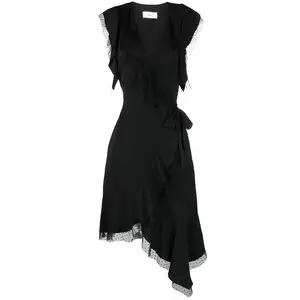 NISSA Dress Ruffled Midi - Black
